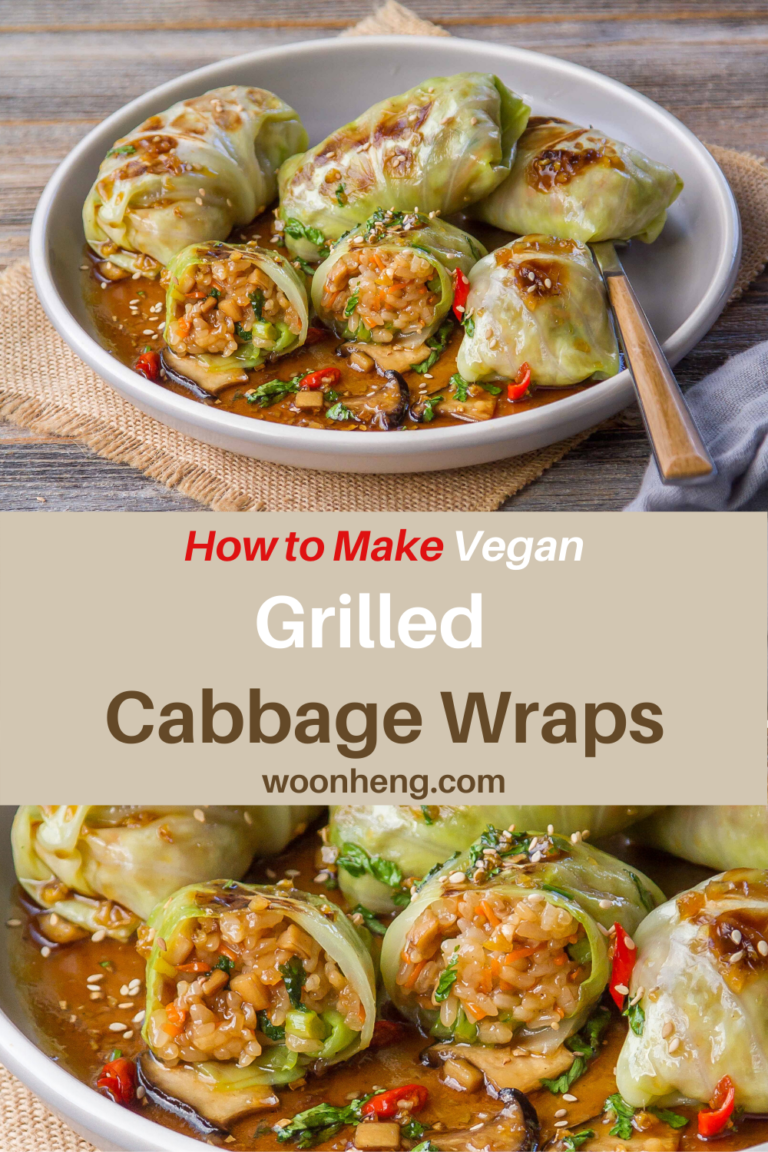 Easy Grilled Cabbage Wrap filled with sticky rice - WoonHeng