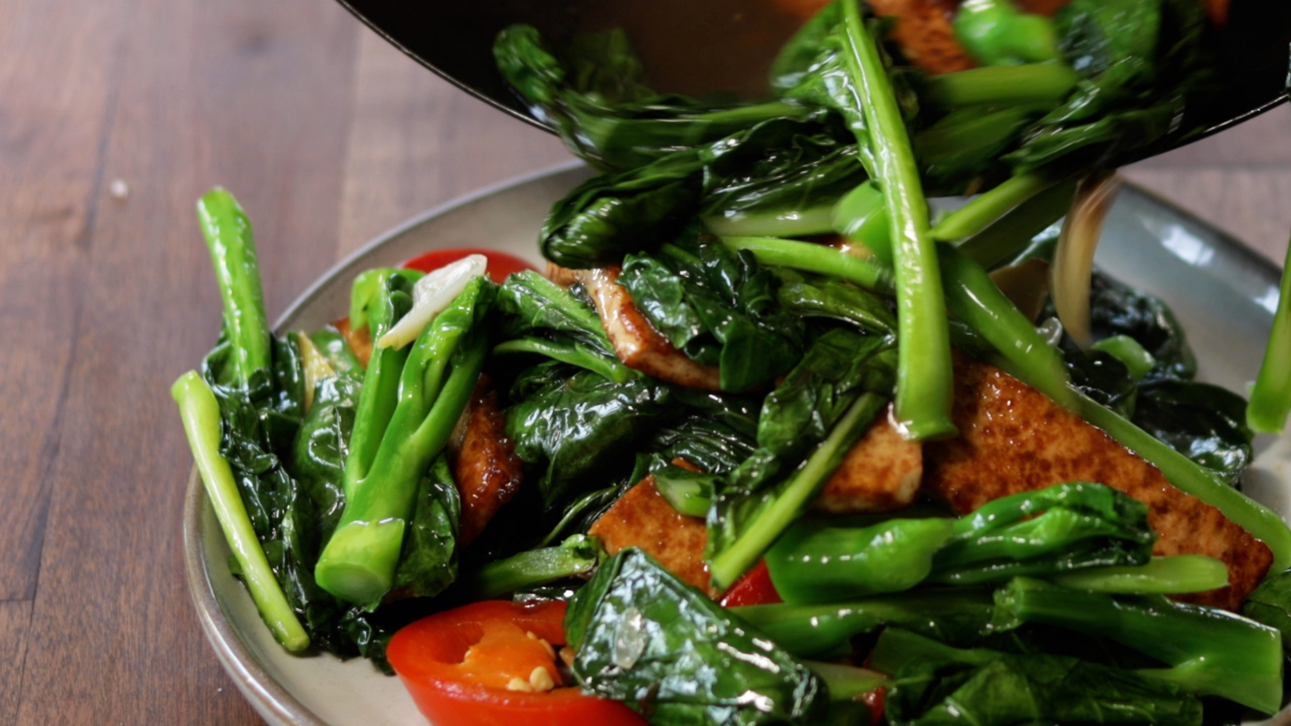 Easy Gai Lan (Chinese broccoli) with Tofu Stir-fry - WoonHeng